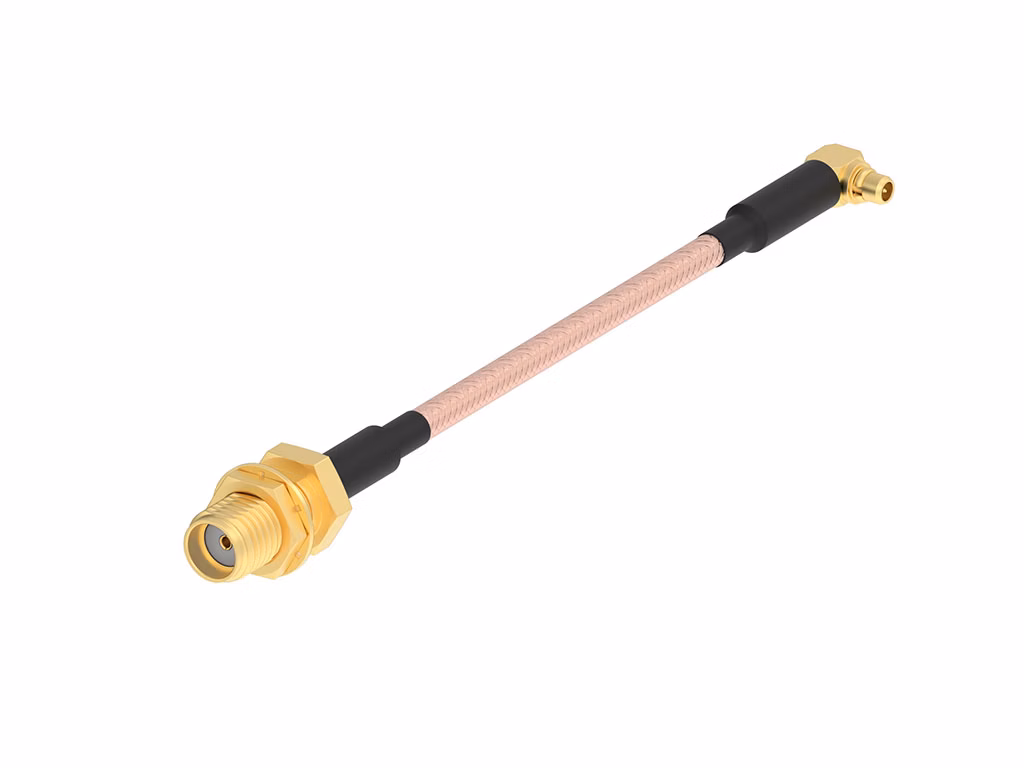 MCX Right-Angle Plug to MCX Right-Angle Plug on RD-316 Cable, 495.30mm Length, 50 Ohms