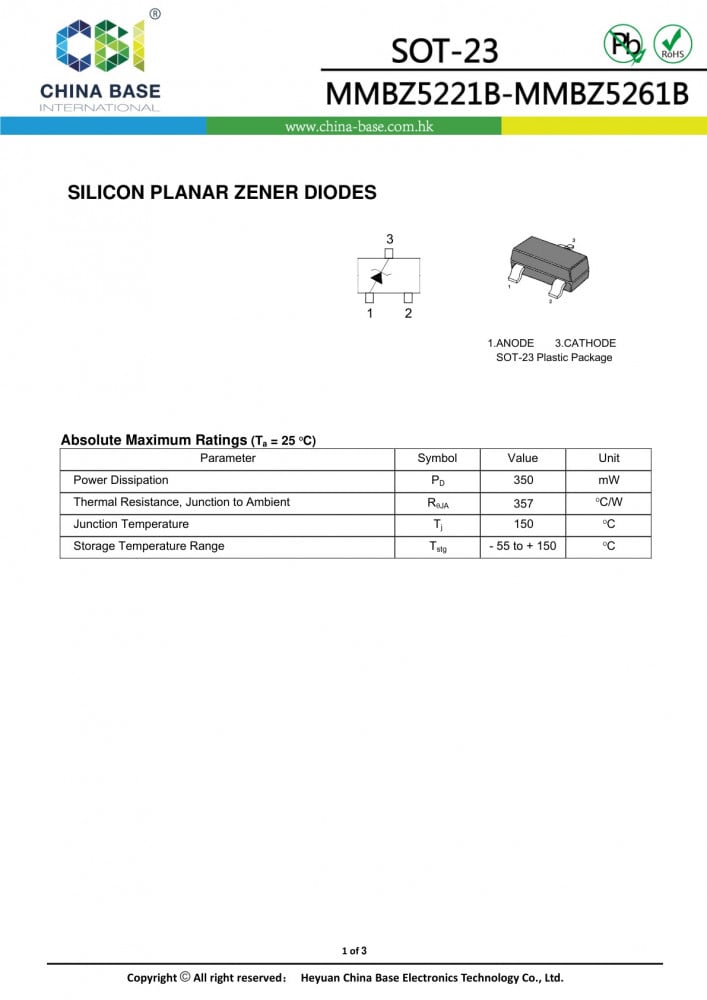 MMBZ5235B datasheet page 1