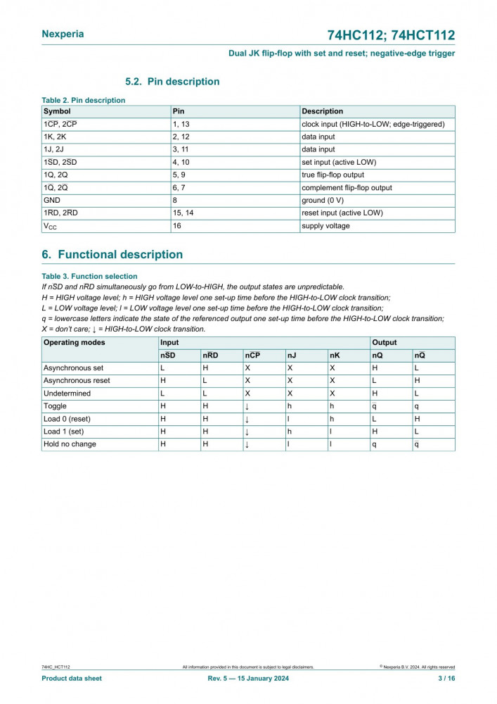 74HC112 datasheet page 3