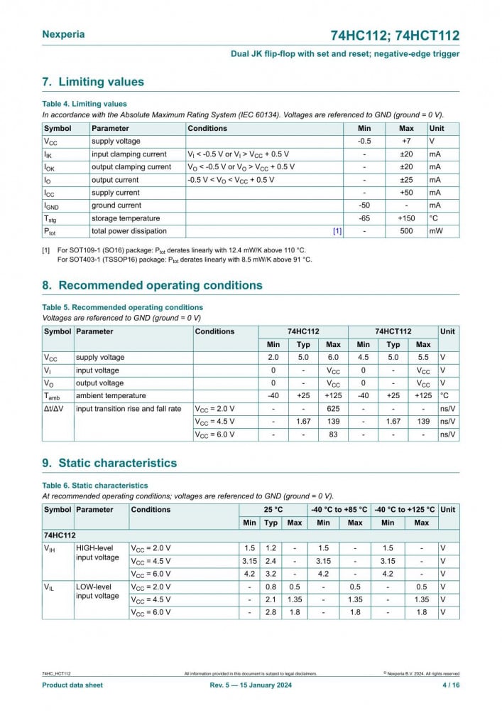 74HC112 datasheet page 4