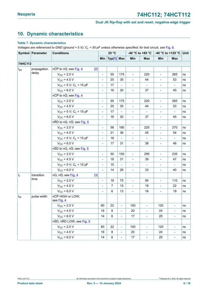74HC112 datasheet page 6