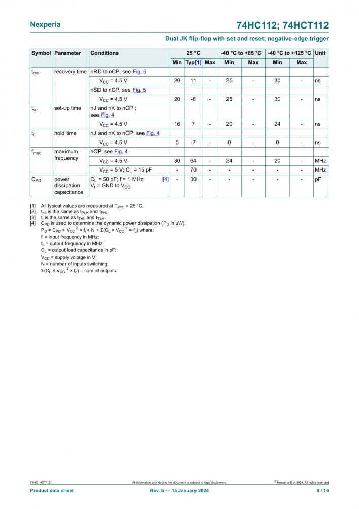 74HC112 datasheet page 8
