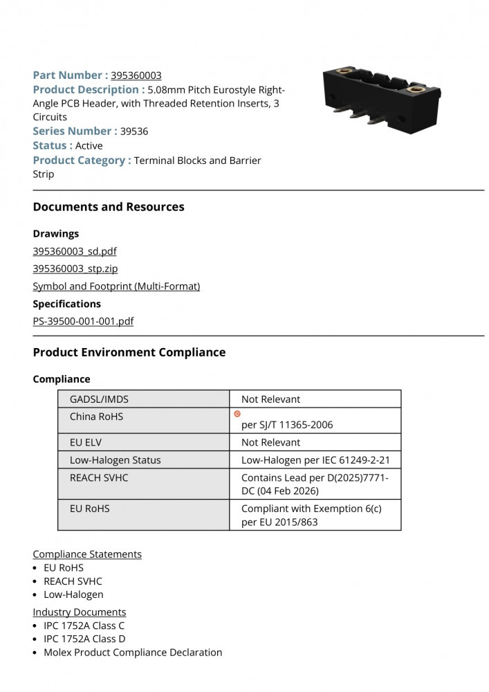 ESE Eurostyle terminal block document preview, page 1