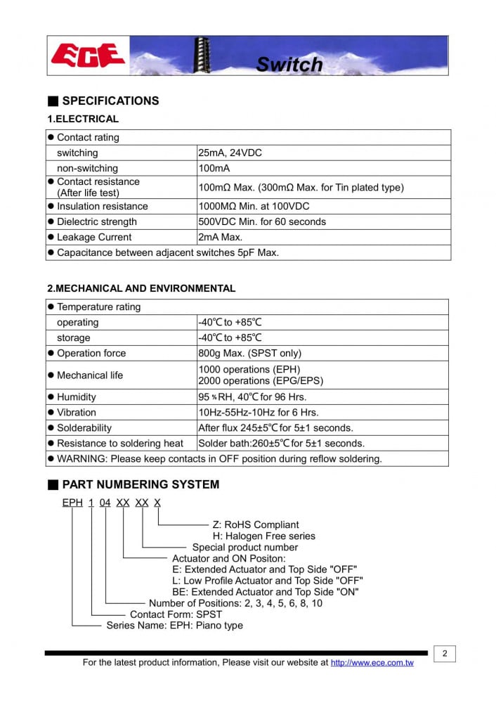 ECE EPG series datasheet page 2
