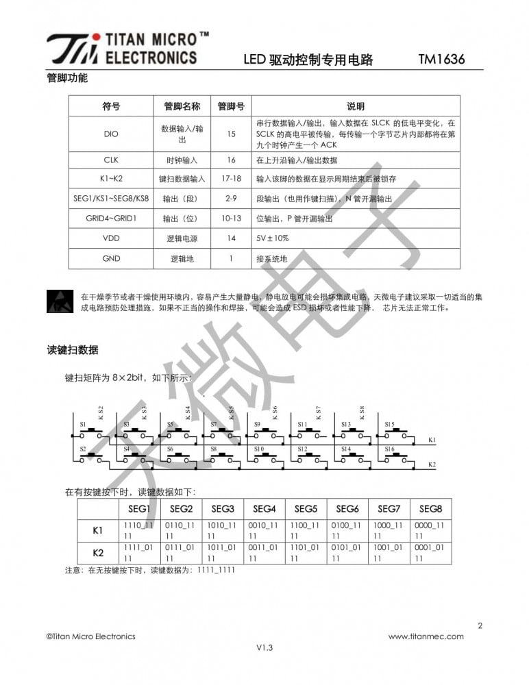 TM1636 technical document page 2