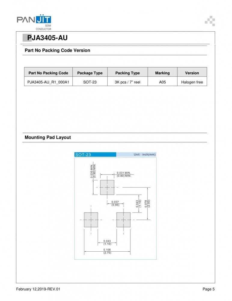 PJA3405-AU datasheet page 5