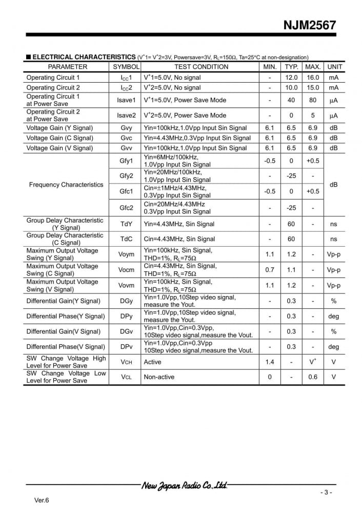 NJM2567V-TE1 datasheet page 3