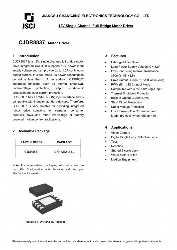 CJDR8837 datasheet page 1