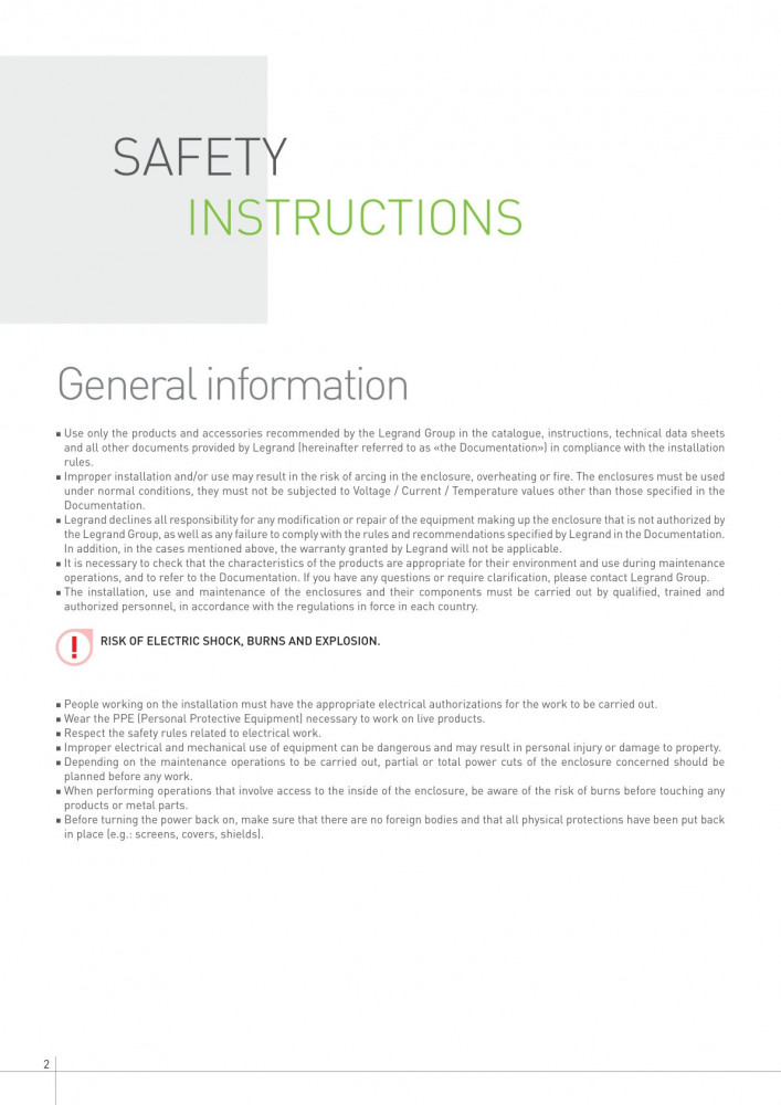 Legrand XL³ enclosure technical document, page 4