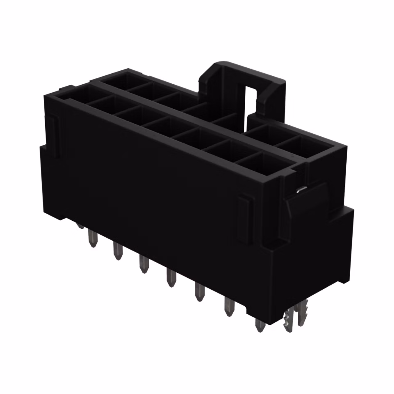 Ultra-Fit Vertical Header, 3.50mm Pitch, Dual Row, 14 Circuits, with Solder Clips, 0.38µm Gold (Au) Plating, Black, Glow-Wire Capable, Embossed Tape on Reel for sale