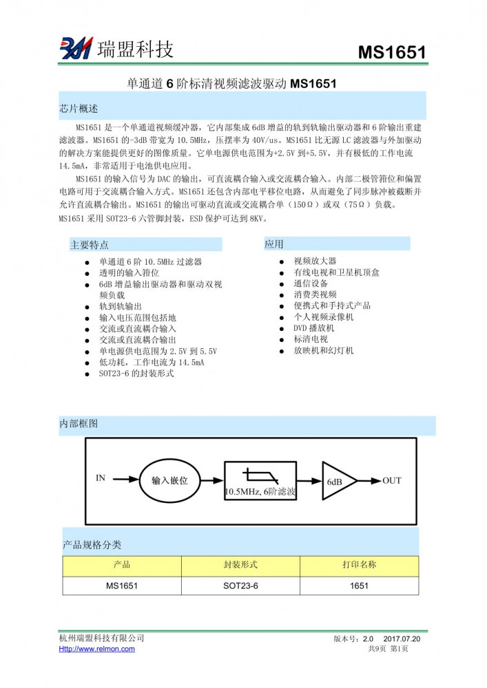 MS1651 datasheet page 1
