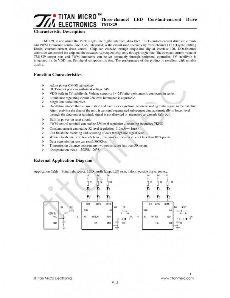 TM1829 datasheet page 1
