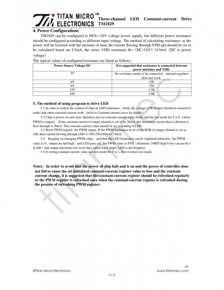 TM1829 datasheet page 10