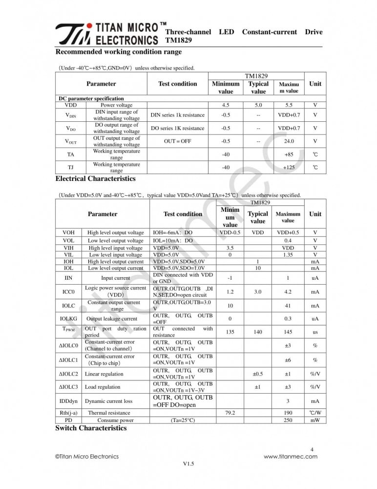 TM1829 datasheet page 4