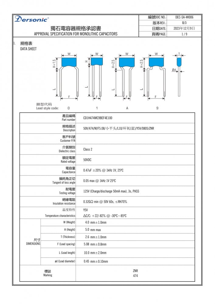Dersonic approval specification page 2