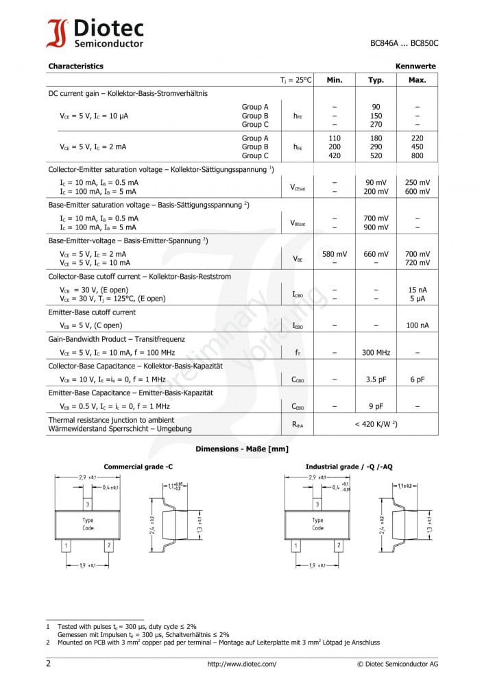 BC849C datasheet page 2