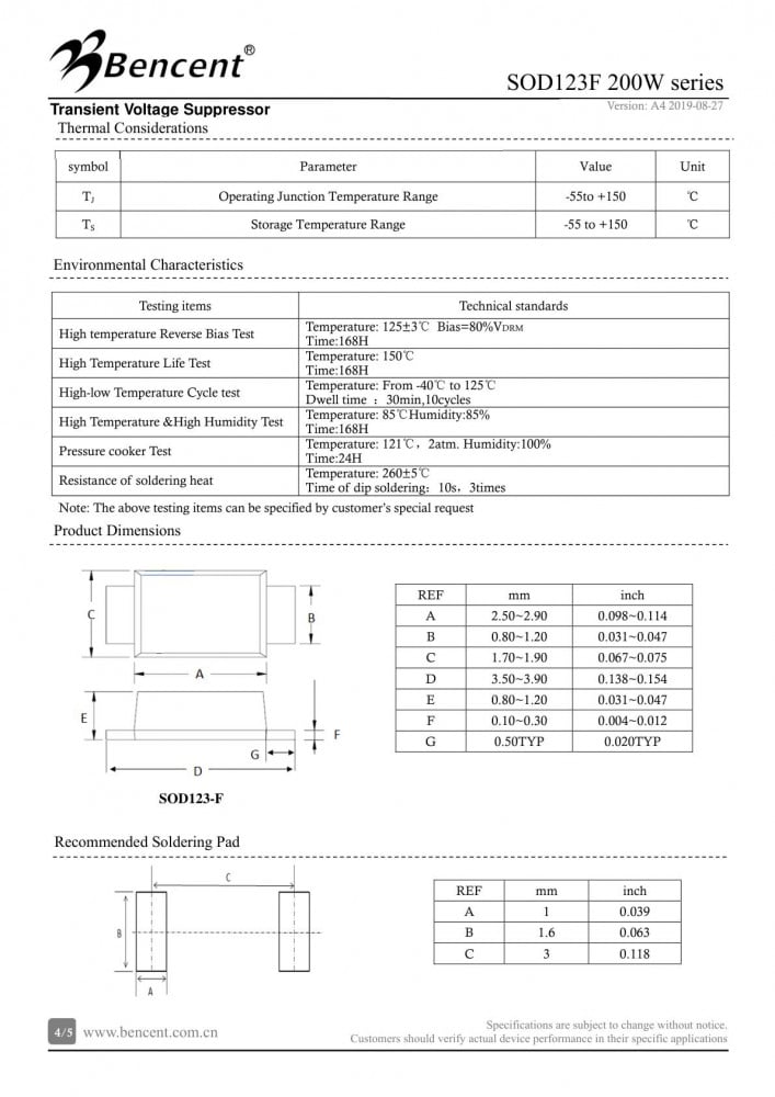 Bencent BV-D124ZCF datasheet page 4
