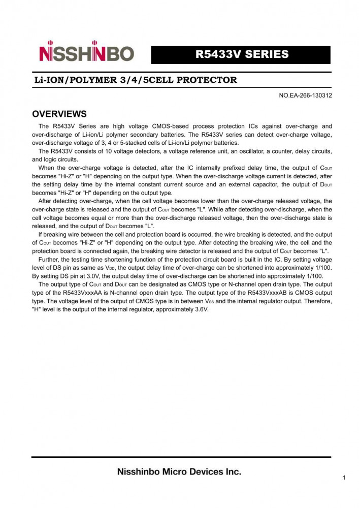 R5433V datasheet page 1