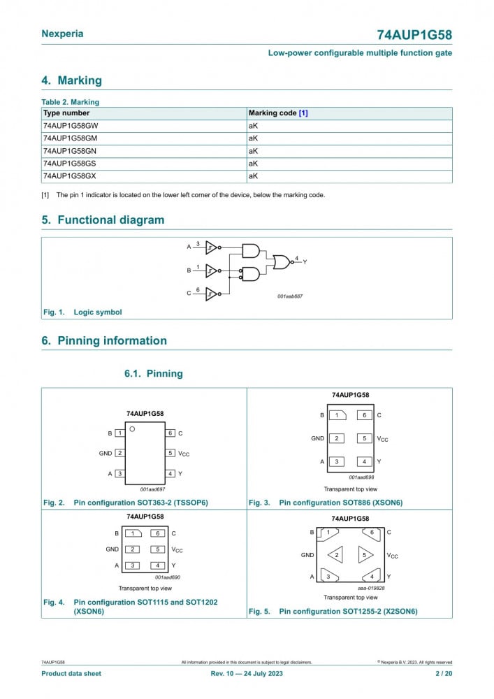 74AUP1G58 datasheet page 2