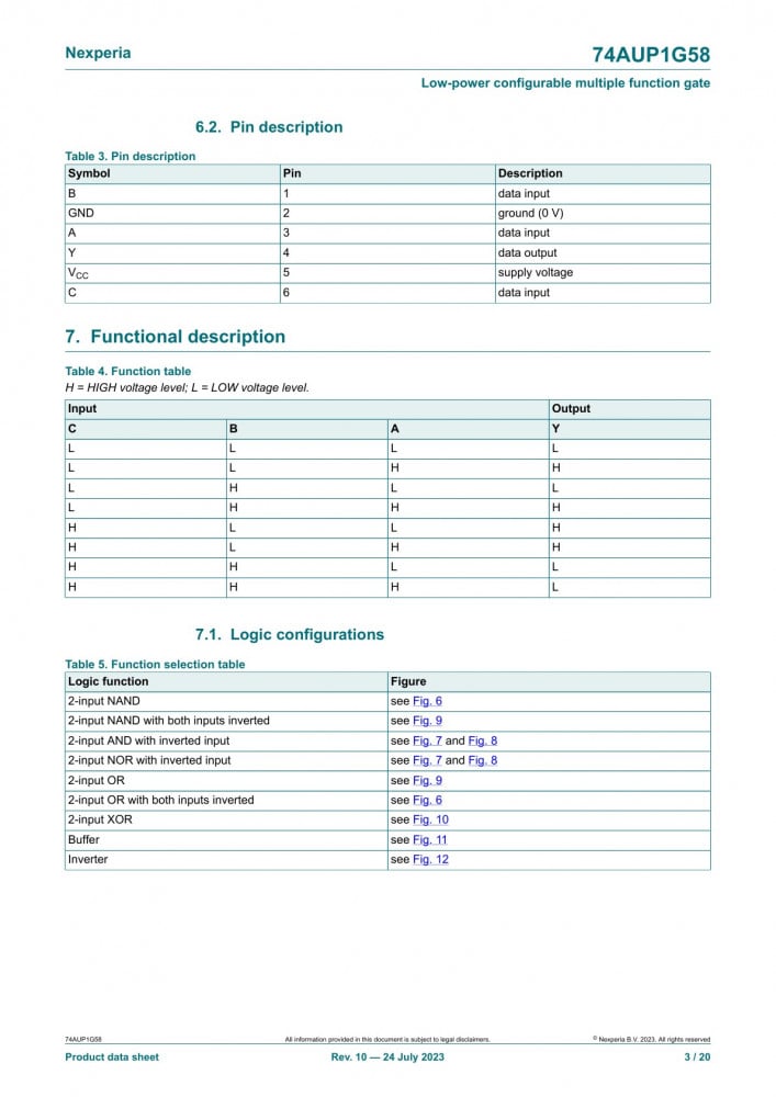 74AUP1G58 datasheet page 3