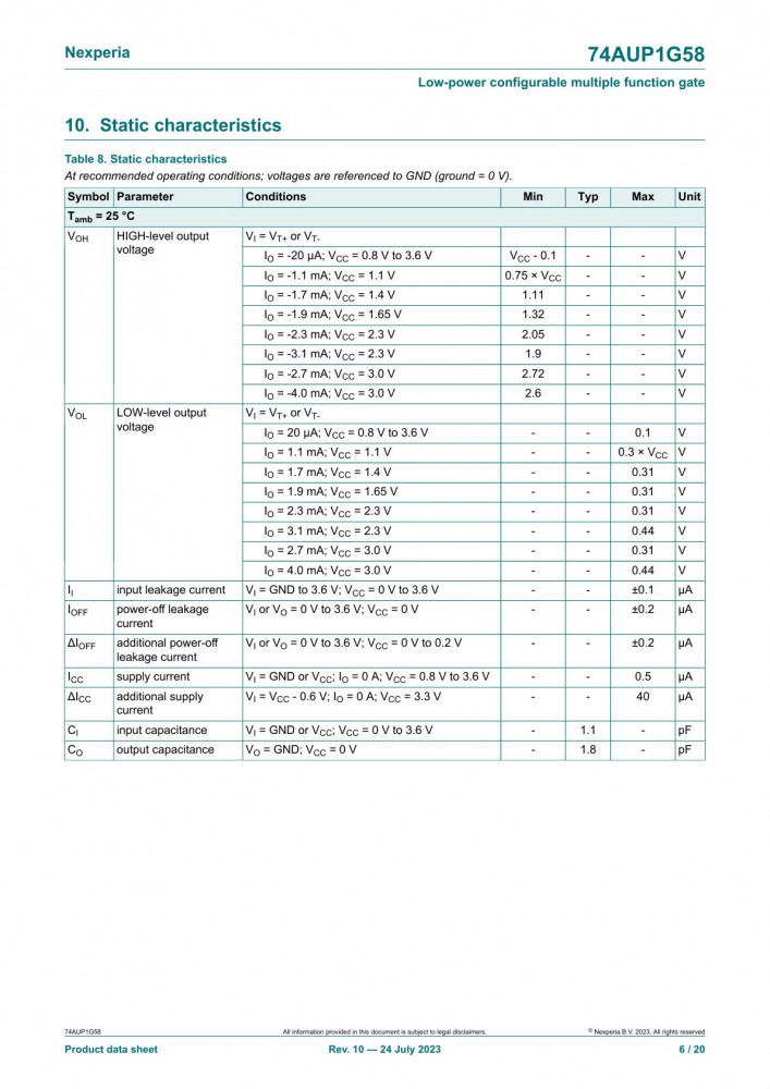 74AUP1G58 datasheet page 6