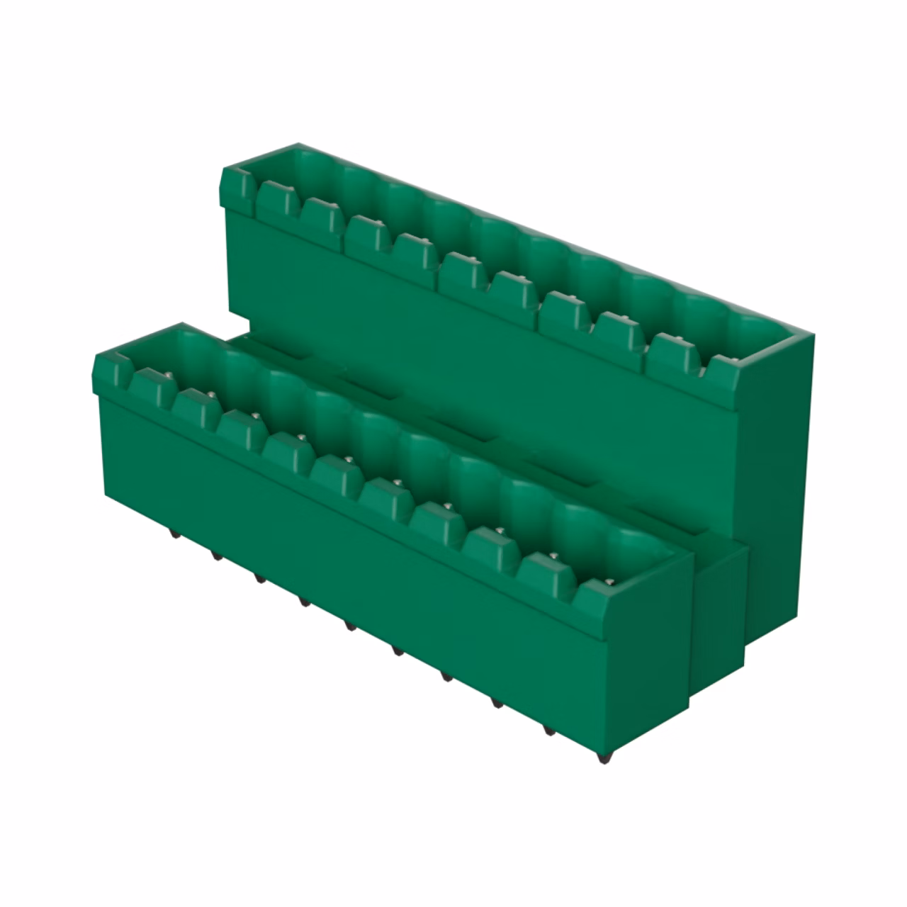 5.00mm Pitch Eurostyle Vertical Dual Level PCB Header, Closed Ends, Green Housing, 20 Circuits for sale