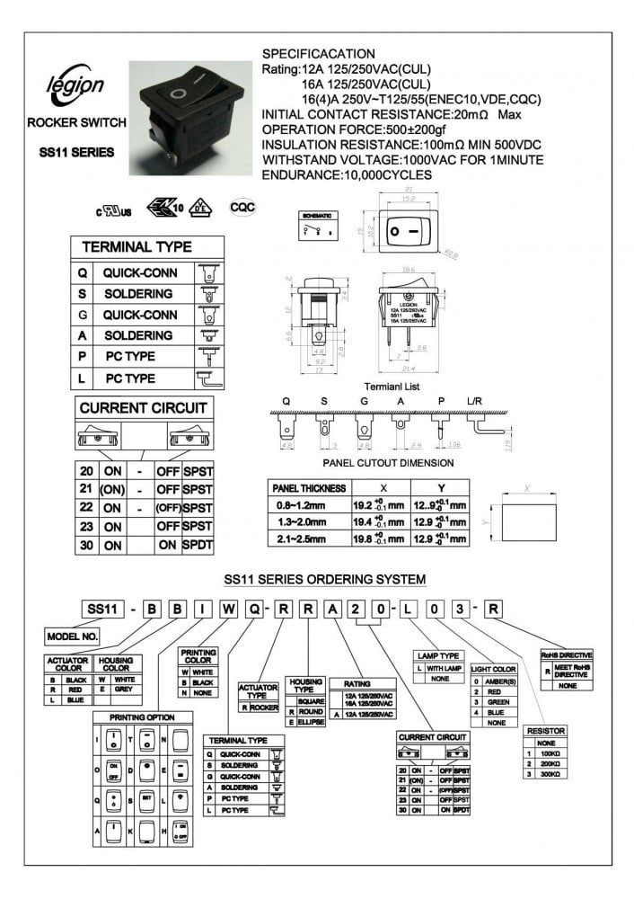 Legion SS11 series datasheet page