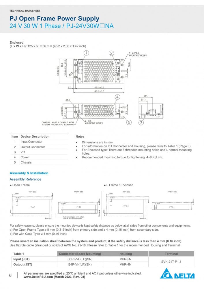 DELTA PJ-24V30WBNA datasheet page 6