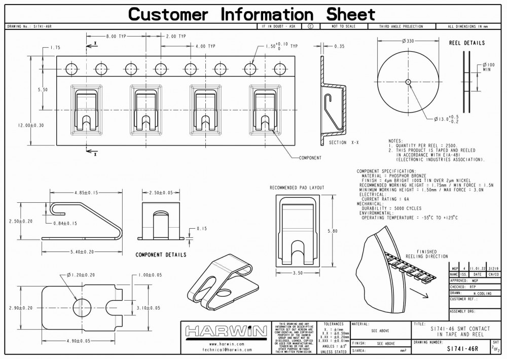 Harwin S1741-46R technical document preview