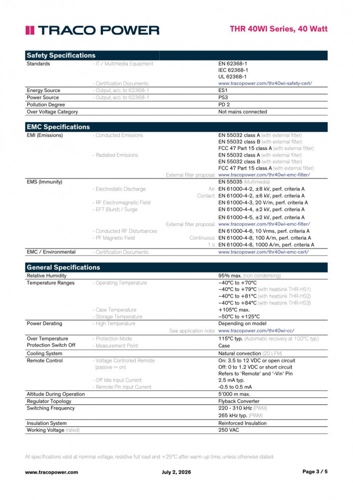THR 40WI technical document page 3