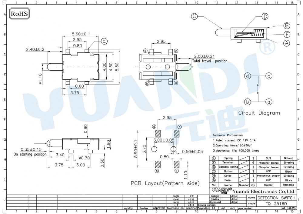 Yuandi TQ-2516D technical document image
