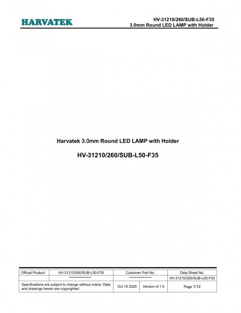 HV-31210/260/SUB-L50-F35 datasheet page 1