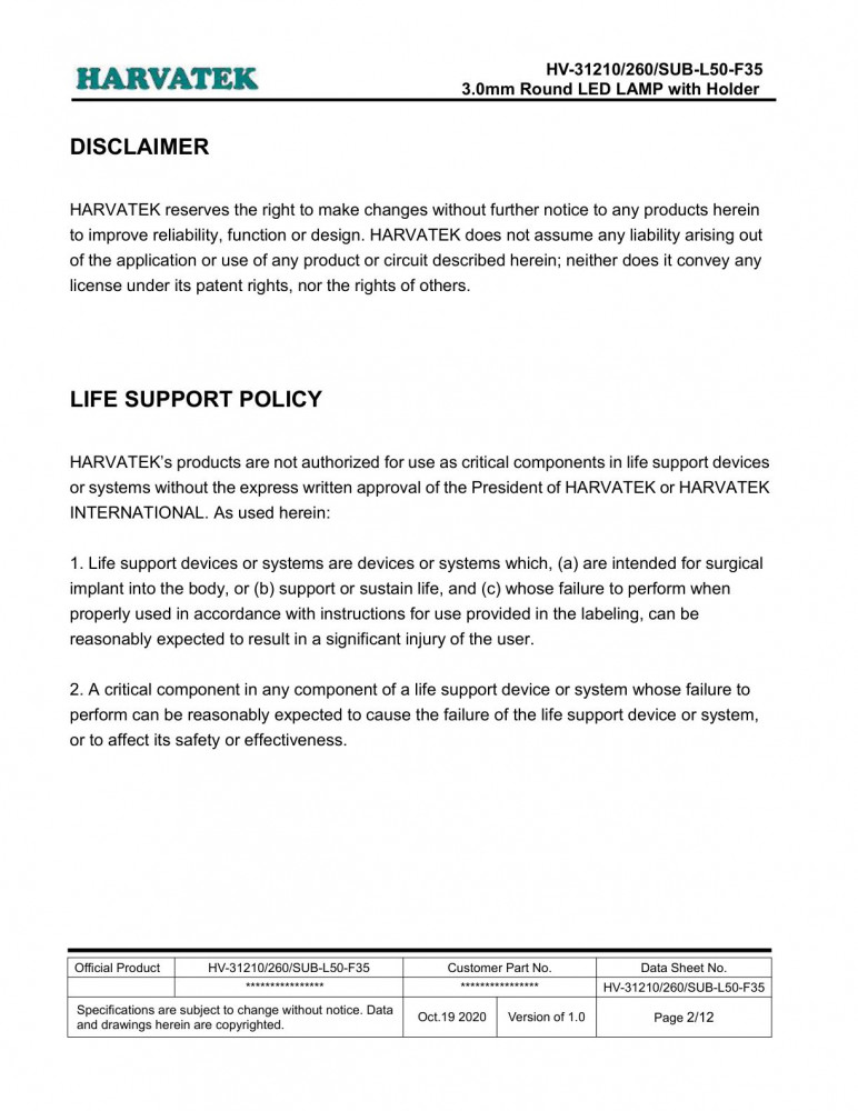 HV-31210/260/SUB-L50-F35 datasheet page 2