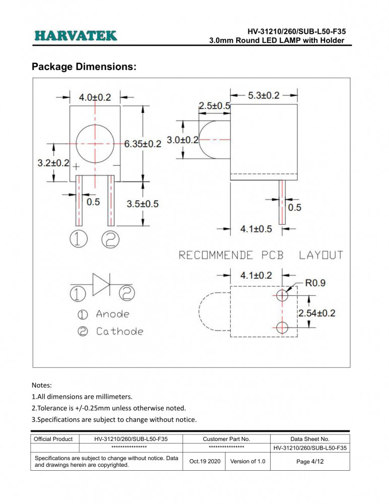 HV-31210/260/SUB-L50-F35 datasheet page 4