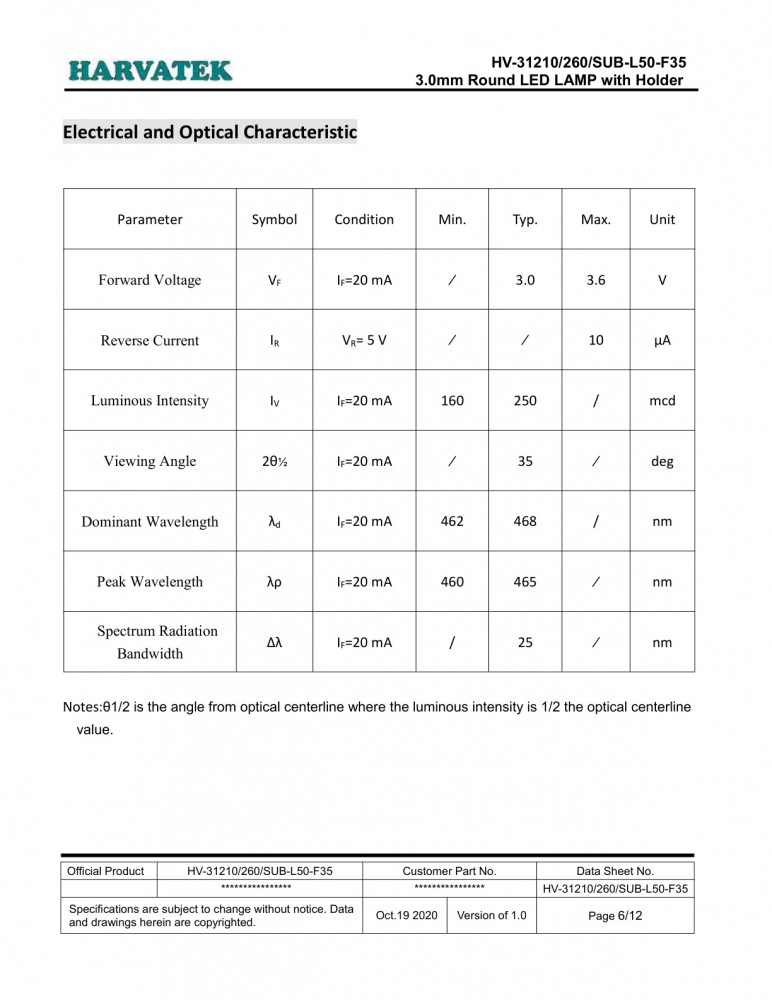 HV-31210/260/SUB-L50-F35 datasheet page 6
