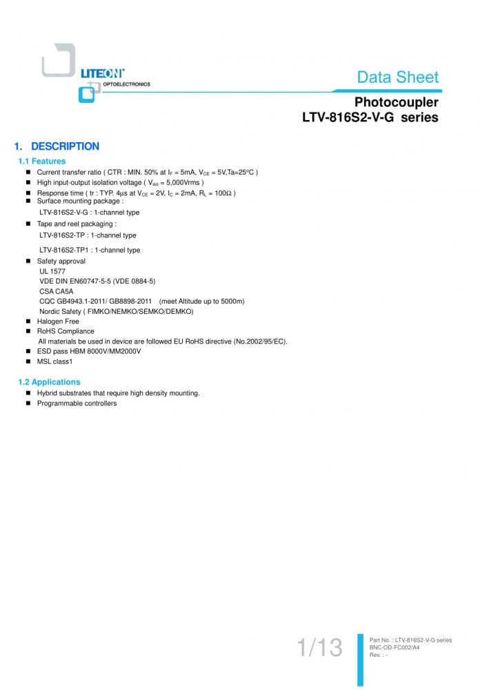 LTV816S2TPC-V-G datasheet page 2