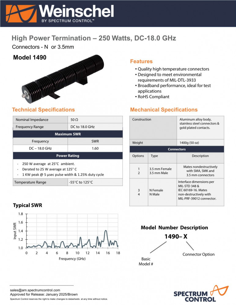 Spectrum Control 1490 series product documentation page 1