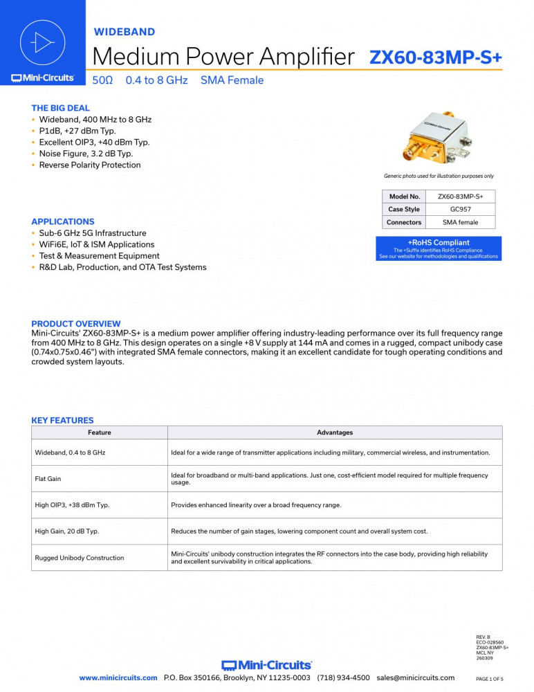 ZX60-83MP-S+ datasheet page 1