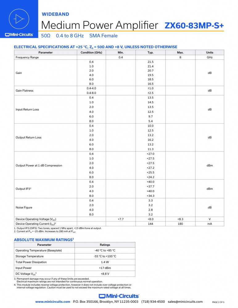 ZX60-83MP-S+ datasheet page 2