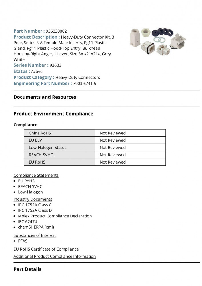 Product document image 1 for MOLEX 936030002