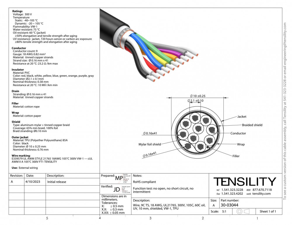 Tensility International 30-03044 product drawing
