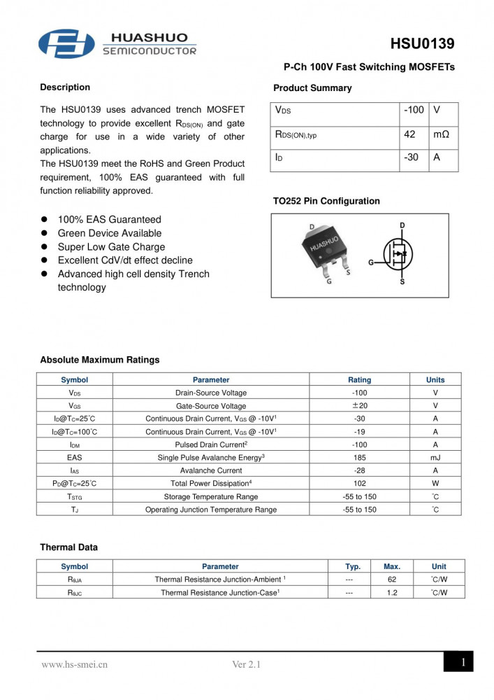 HSU0139 datasheet page 1