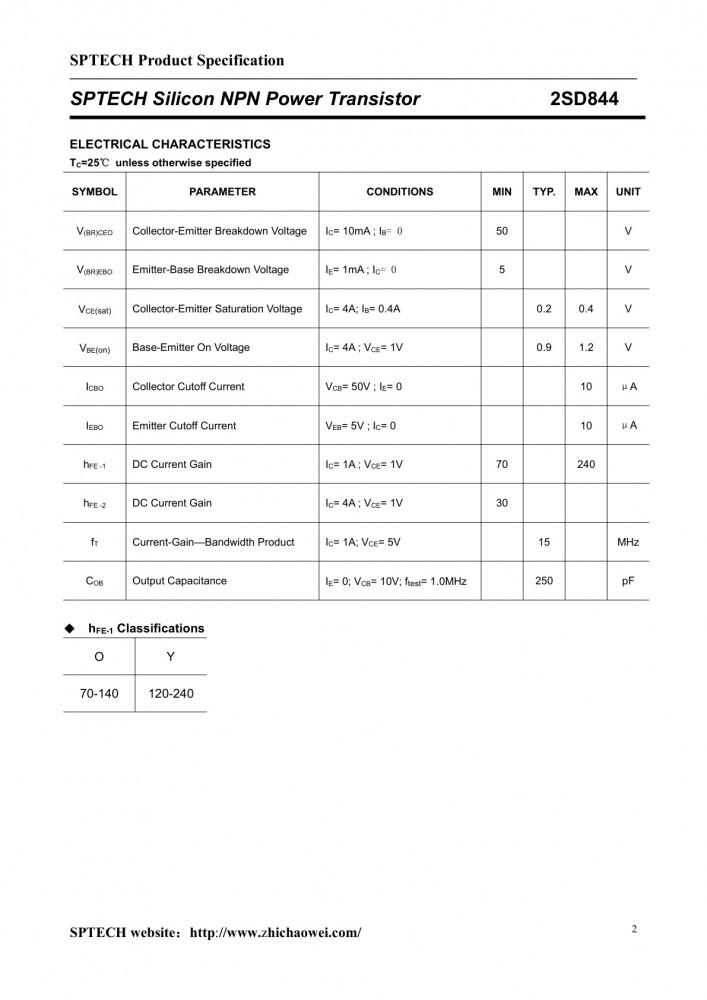2SD844 SPTECH datasheet page 2