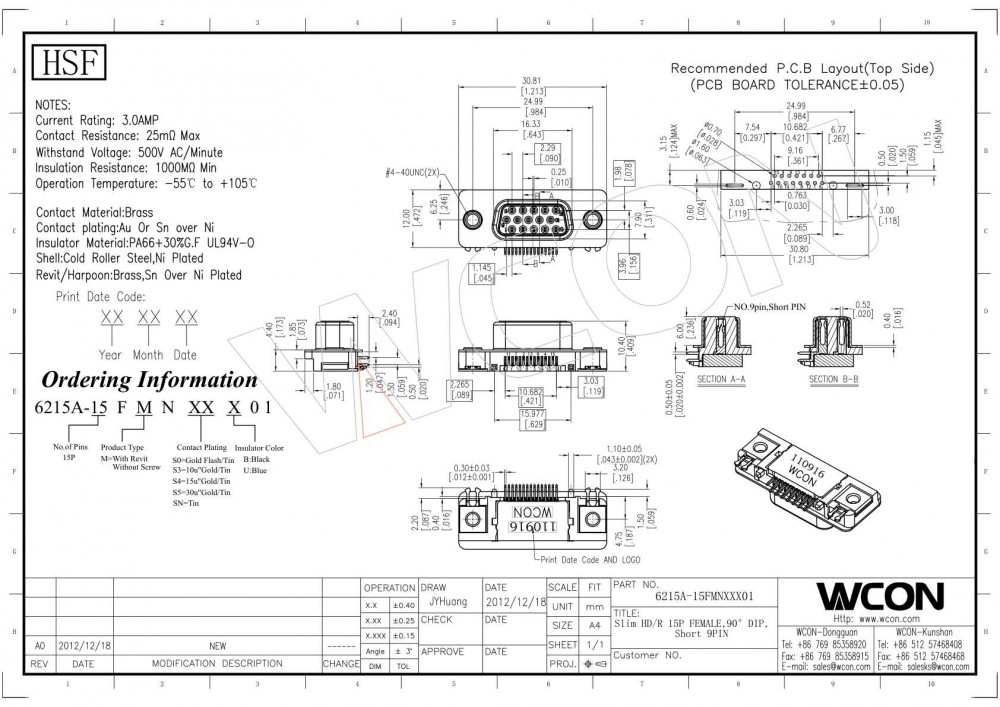 Wcon 6215A-15FMNXXX01 technical drawing preview