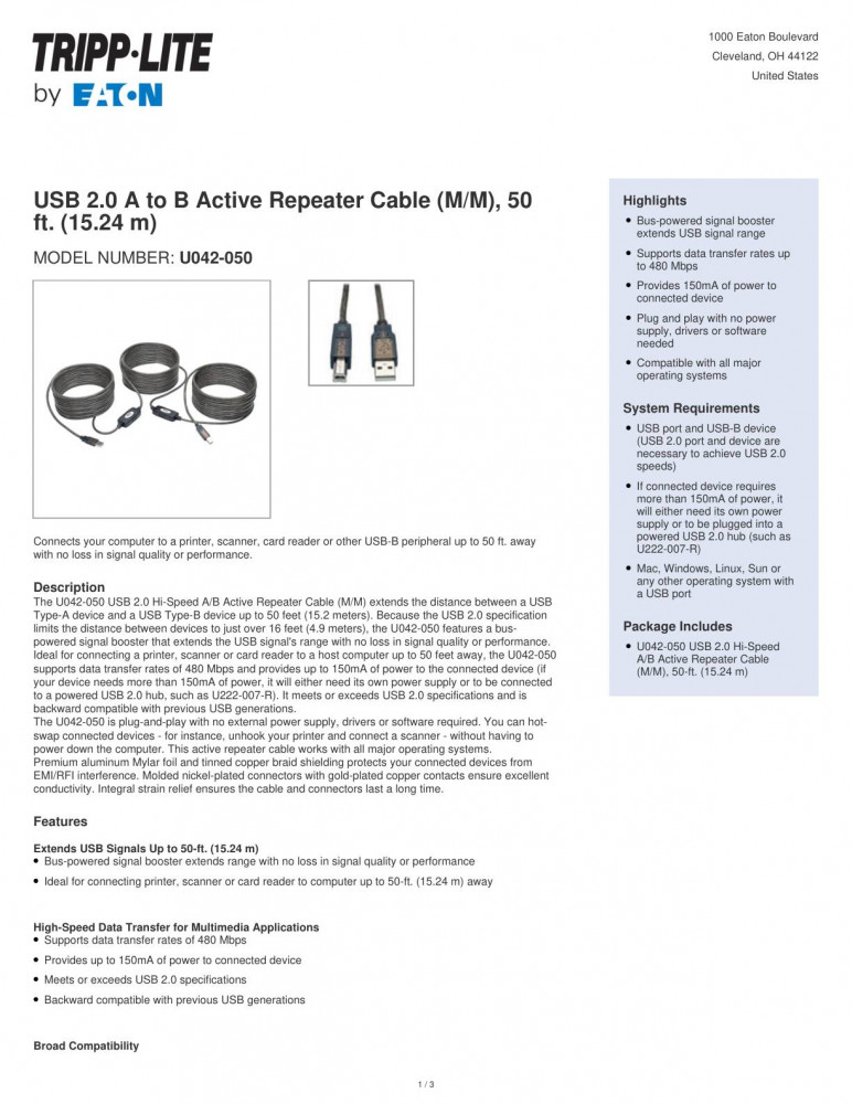 EATON U042-050 document page 1