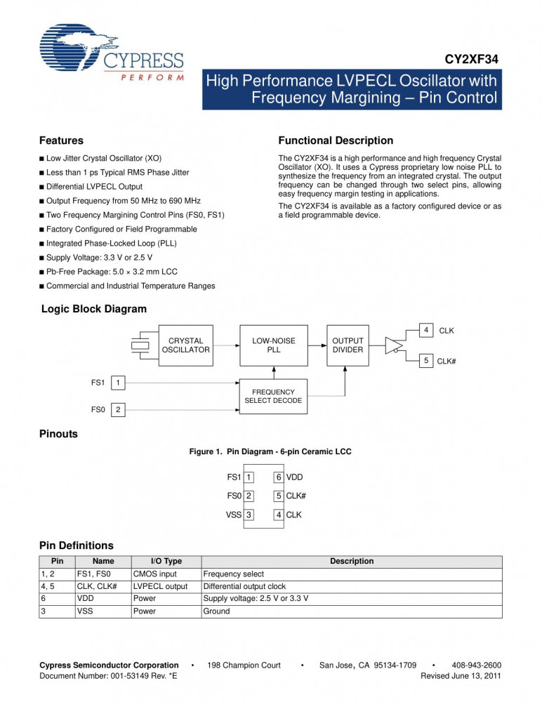 CY2XF34 datasheet page 1