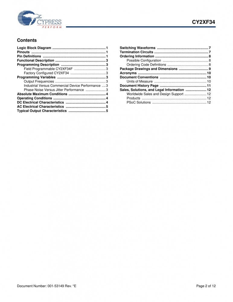 CY2XF34 datasheet page 2