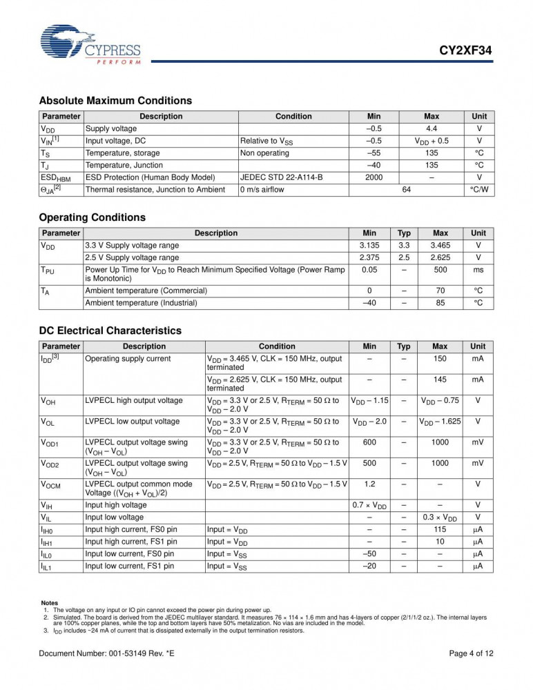 CY2XF34 datasheet page 4