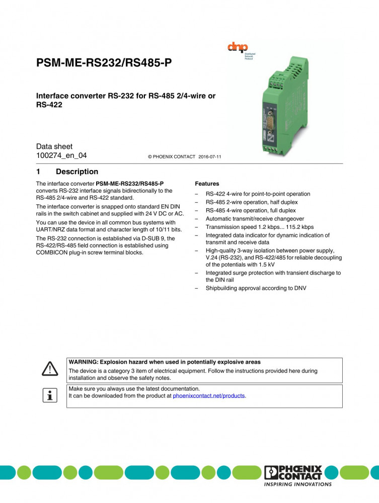 PSM-ME-RS232/RS485-P datasheet page 1