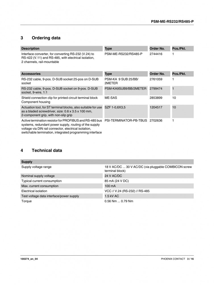 PSM-ME-RS232/RS485-P datasheet page 3